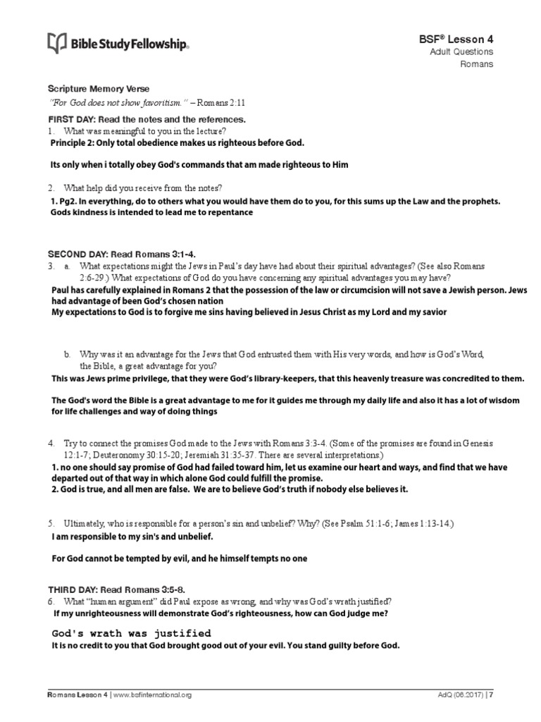 Romans Study Lesson 4 | PDF | Epistle To The Romans | Sin