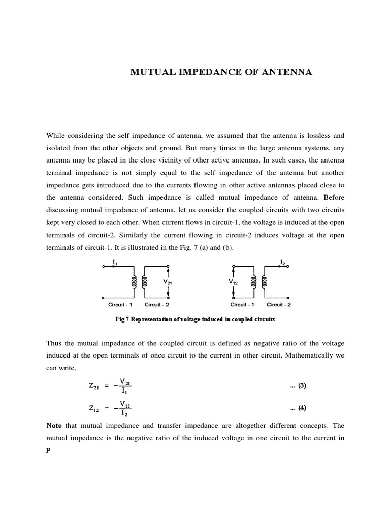 Mutual Impedance of Antenna | PDF | Antenna (Radio) | Electrical Impedance