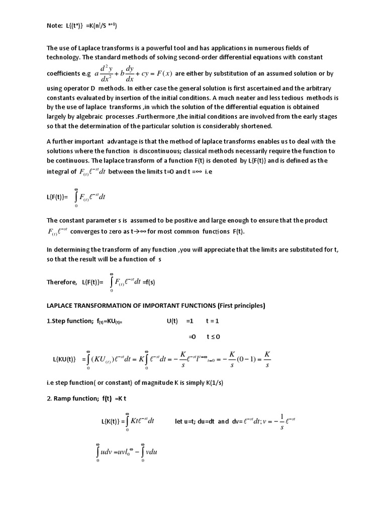 Laplace Transform 1 | PDF | Laplace Transform | Equations