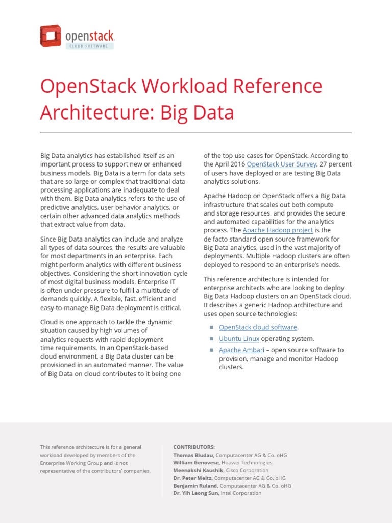 OpenStack-Architecture To A Big Data Solution | PDF | Open Stack | Apache Hadoop