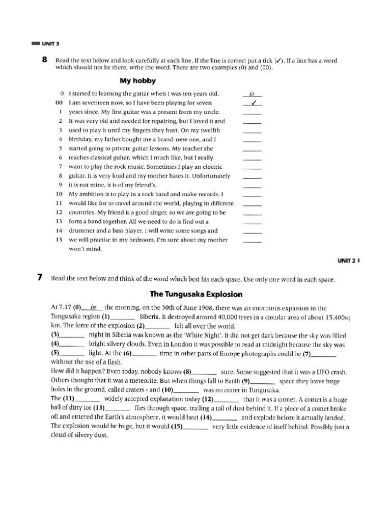 Exercises FCE A3 | PDF