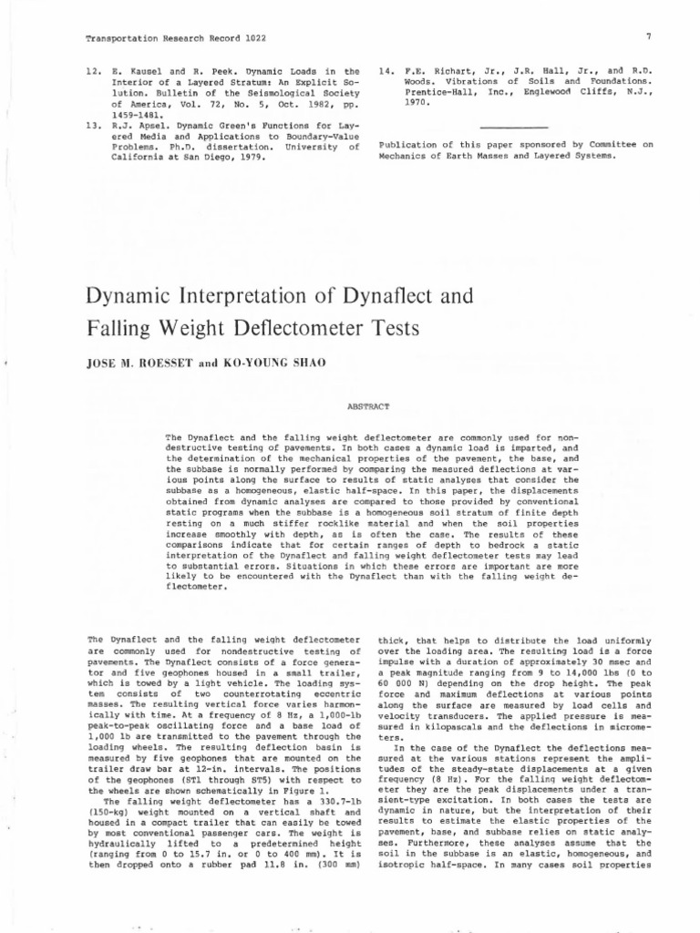 Dynamic Interpretation of Dynaflect | PDF | Waves | Eigenvalues And ...