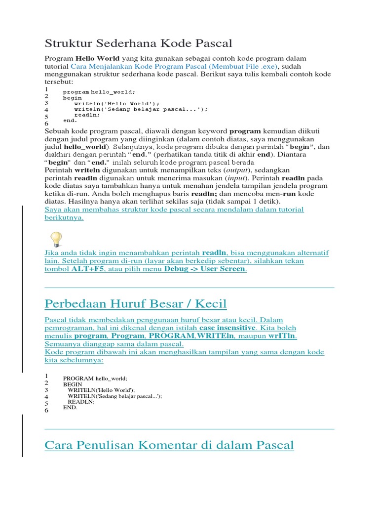 Struktur Sederhana Kode Pascal | PDF | Komputer