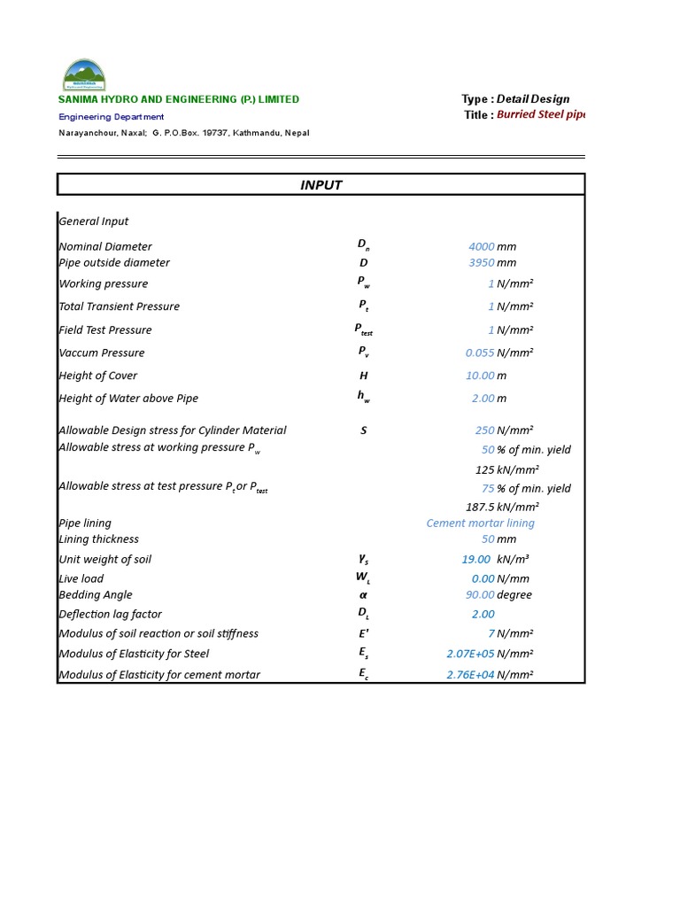 Buried Pipe Design Final | PDF | Pounds Per Square Inch | Buckling
