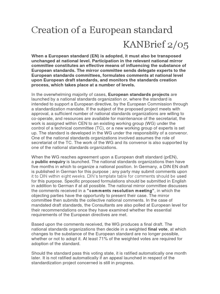 Creating European Standards Process Explained | PDF | Standards ...