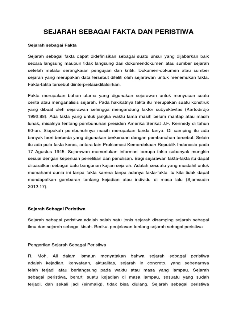 Sejarah Sebagai Fakta Dan Peristiwa | PDF