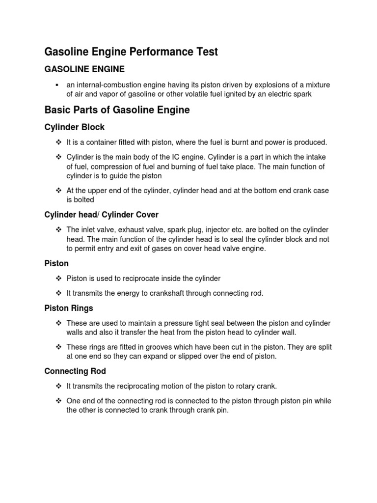 Gasoline Engine Performance Test | PDF | Internal Combustion Engine ...