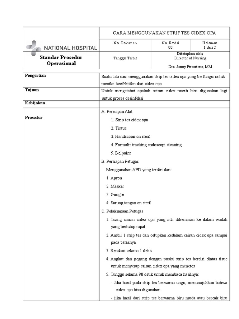 Cara Menggunakan Strip Tes Cidex Opa | PDF