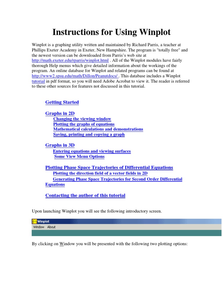 Instructions For Using Winplot | PDF | Trigonometric Functions | Sine
