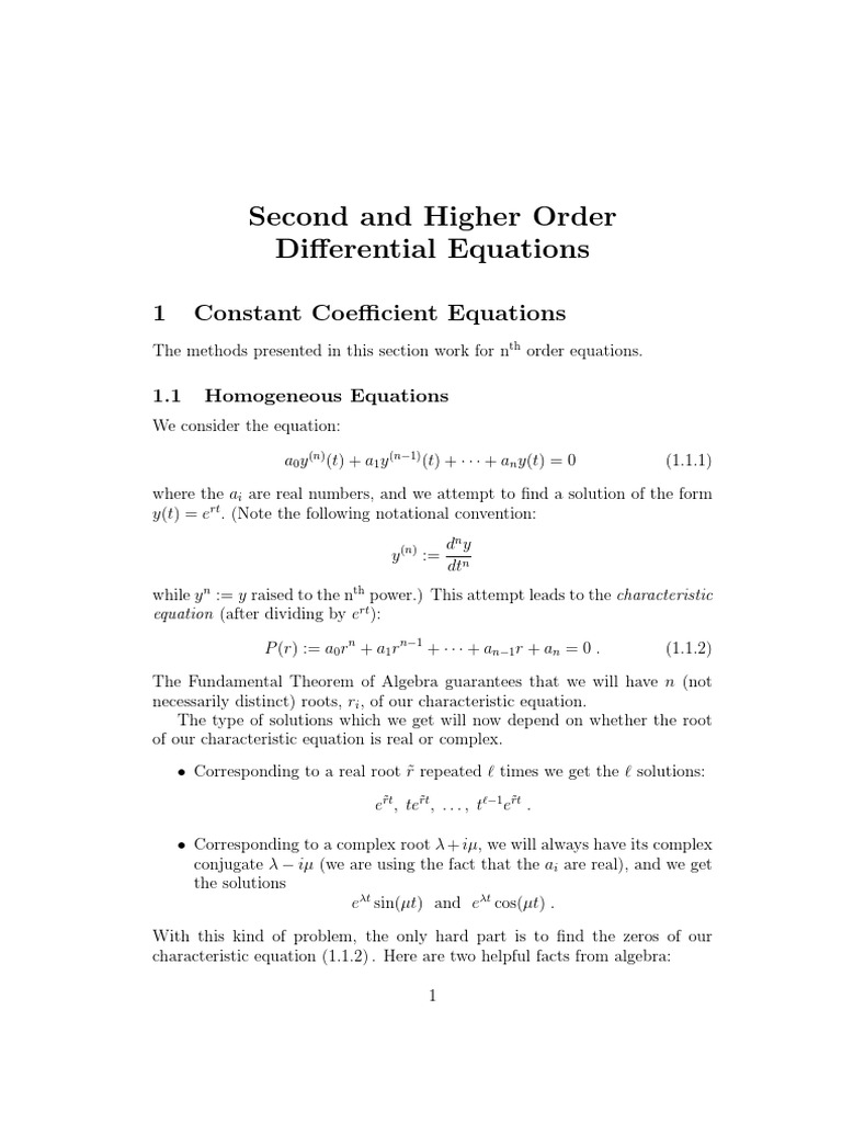 Second Order Ode | PDF | Ordinary Differential Equation | Equations
