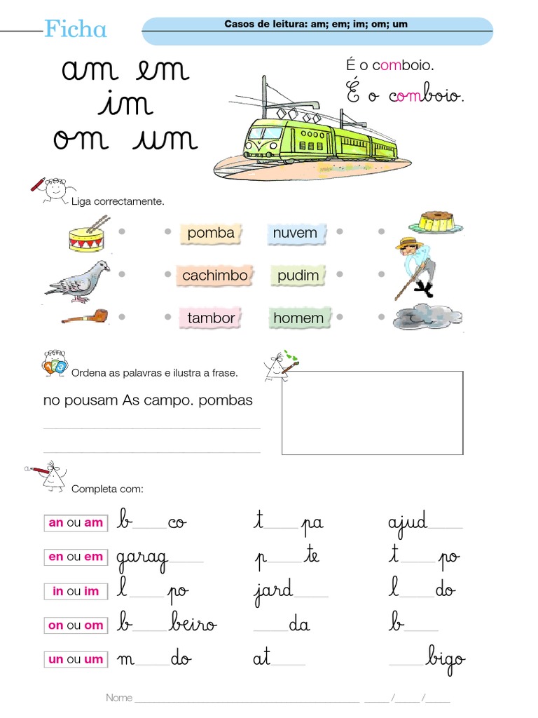 Ficha Casos Leitura Am Em Im Om Um
