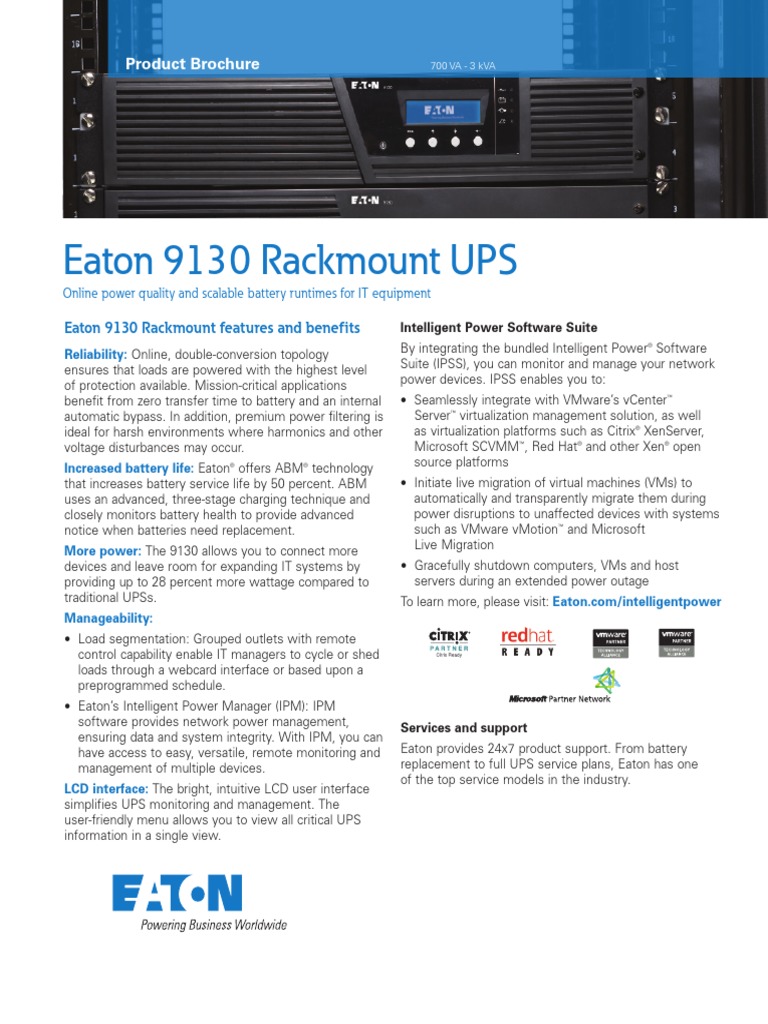 Eaton 9130 Rackmount UPS: Product Brochure | PDF | Virtual Machine ...