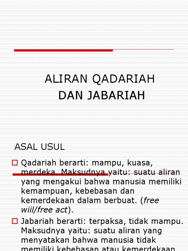 Aliran Qadariah Dan Jabariah | PDF