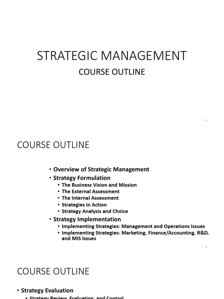 SM Outline & Ch1 | PDF | Strategic Management | Strategic Planning