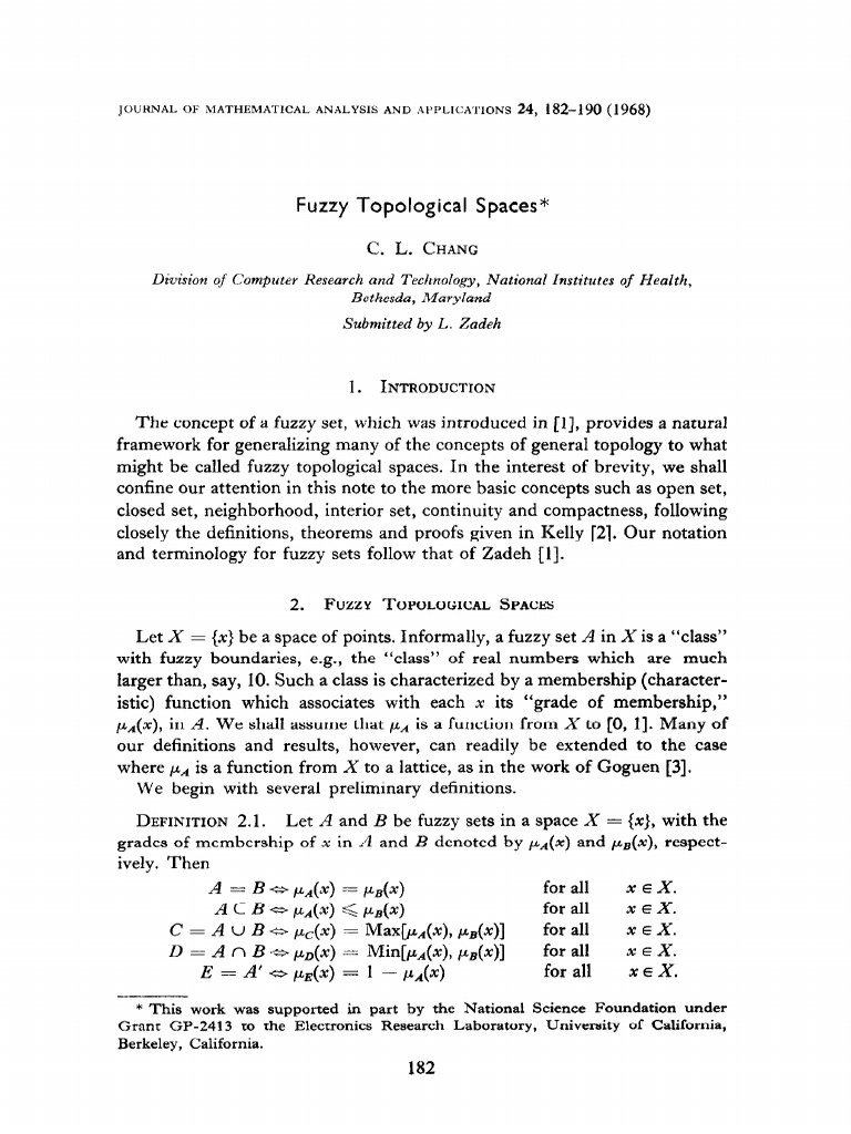 Fuzzy Topological Spaces | PDF | Compact Space | Sequence