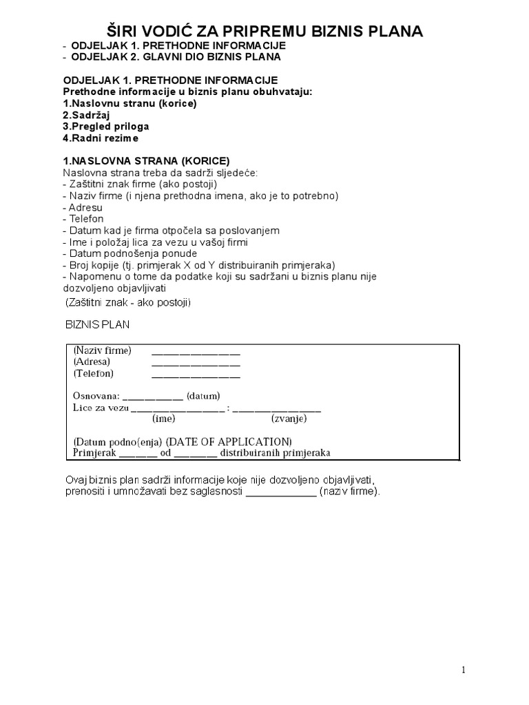 Vodic Za Izradu Biznis Plana | PDF