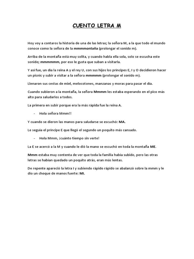 Cuento Letra M | PDF
