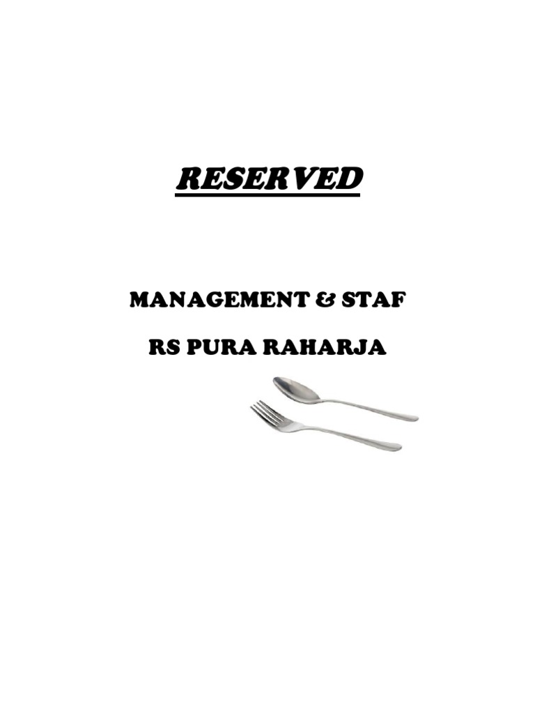 Reserved: Management & Staf Rs Pura Raharja | PDF