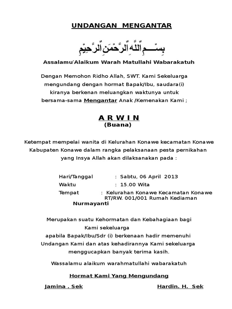 Undangan Mengantar | PDF