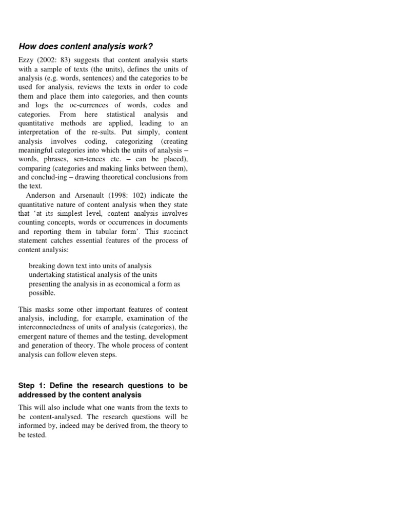 How Does Content Analysis Work?: Step 1: Define The Research Questions ...