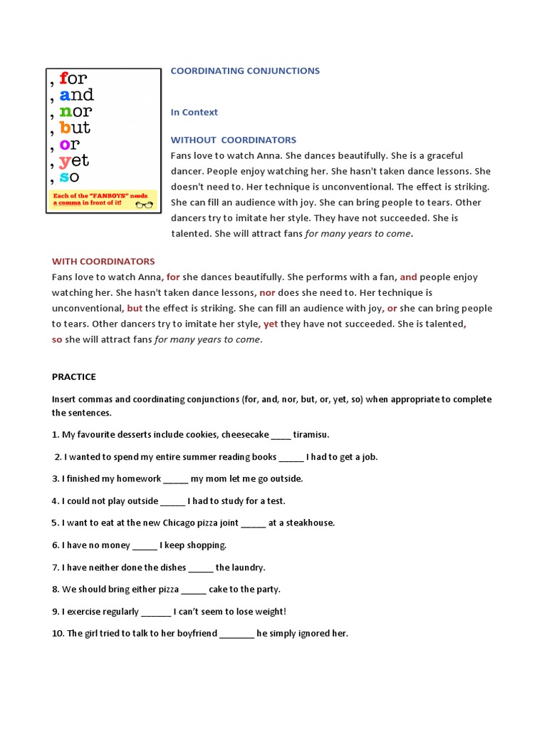 Coordinating Conjunctions | PDF | Sentence (Linguistics) | Linguistics