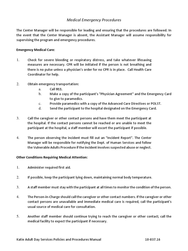 Medical Emergency Procedures Manual | PDF | Caregiver | First Aid