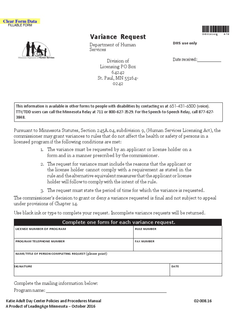 02-008.16 Variance Request | Common Law | Government Information