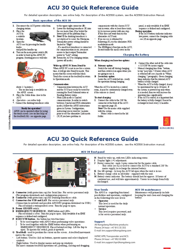 ACU 30 Quick Reference Guide | PDF | Battery (Electricity) | Usb