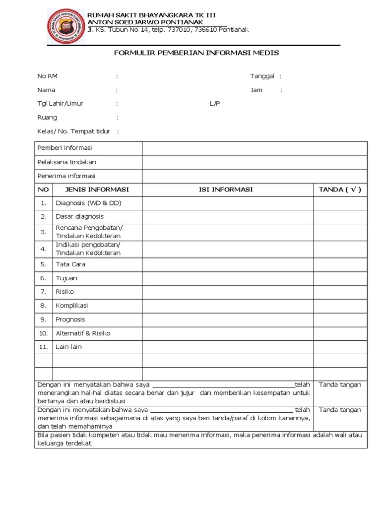 2.1 Formulir Pemberian Informasi | PDF