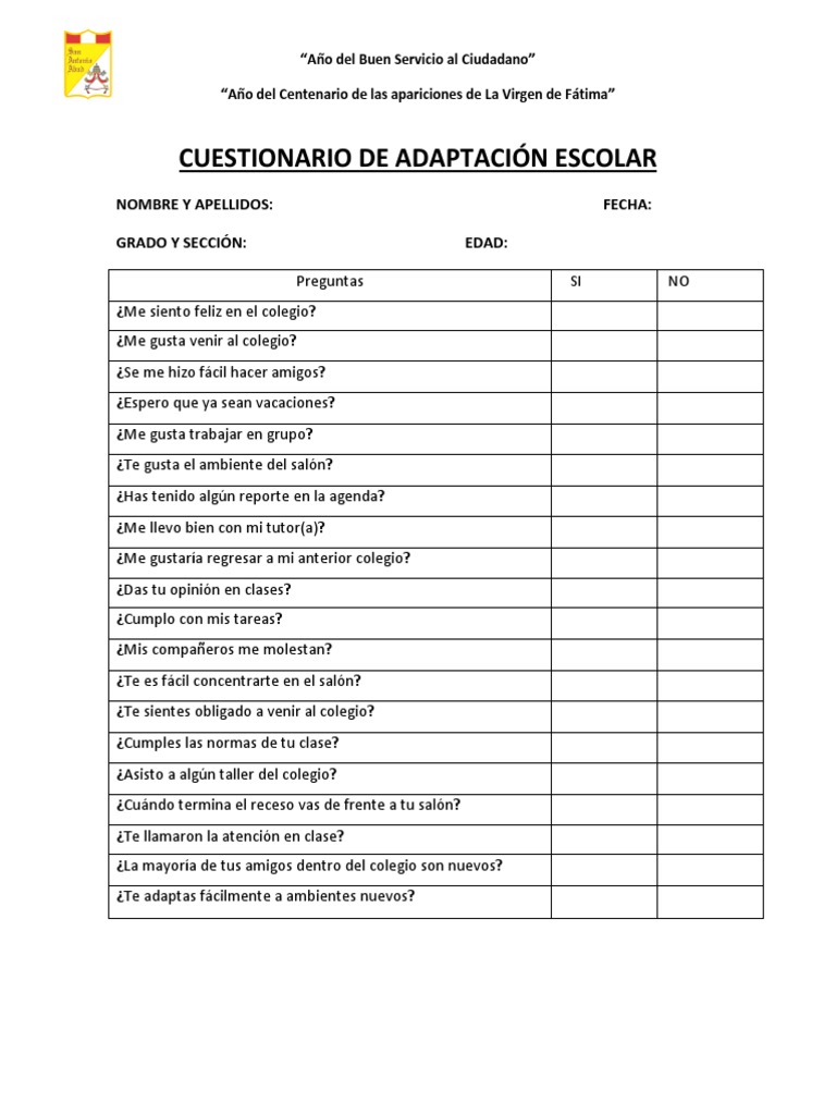 Cuestionario de Adaptación Escolar