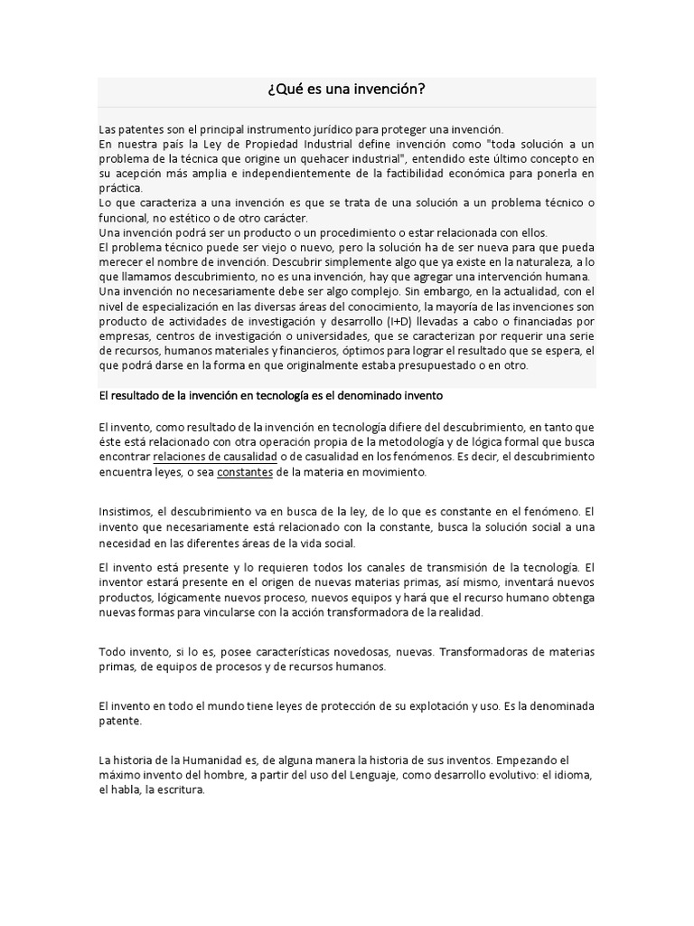 Qué Es Una Invención | PDF | Invención | Investigación y desarrollo