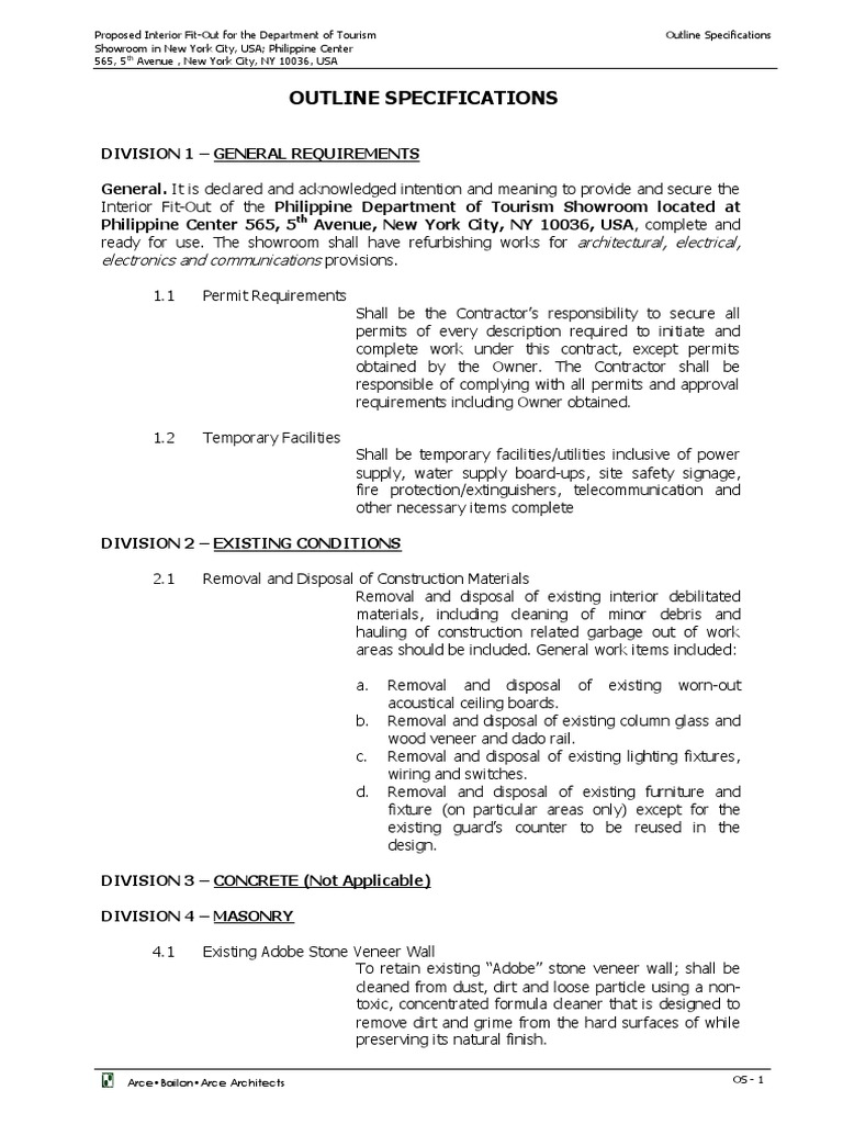 Outline Specifications: Architectural, Electrical, Electronics and ...