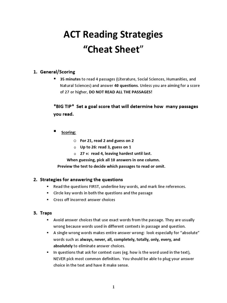 ACT Reading Tips for Test Takers | PDF