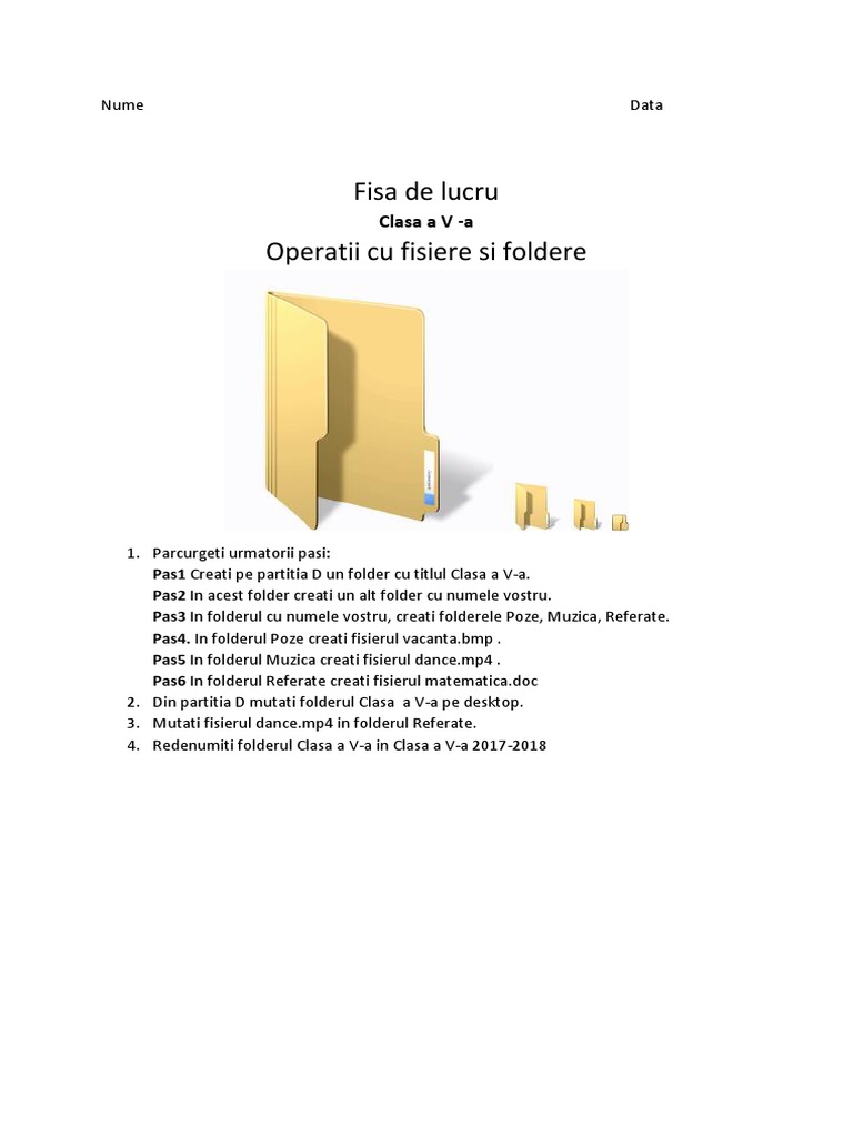 Fisa de Lucru+fisa Rezolvata Operatii Cu Fisiere Si Foldere - Catanus | PDF