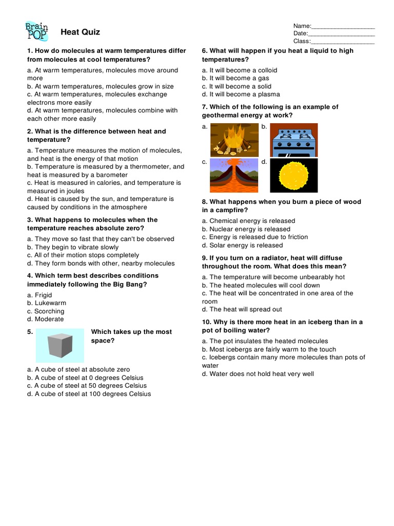 Heat Quiz | PDF | Temperature | Heat