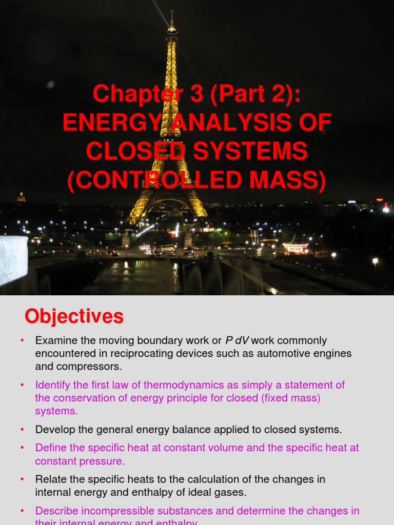 Energy Analysis of Closed Systems | PDF | Heat Capacity | Enthalpy