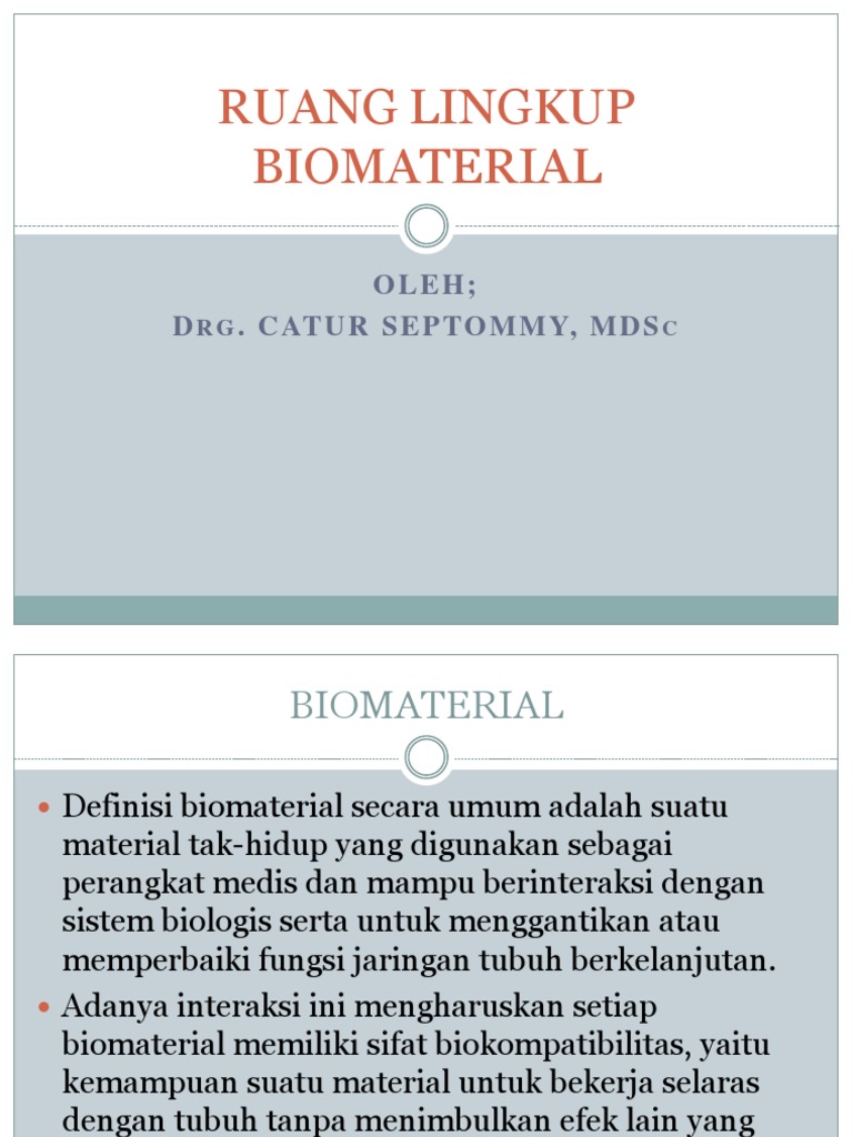 Definisi dan Perkembangan Biomaterial | PDF
