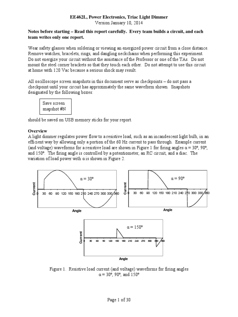 Lab Week 2 EE462L Triac Light Dimmer | PDF | Sine | Trigonometric Functions