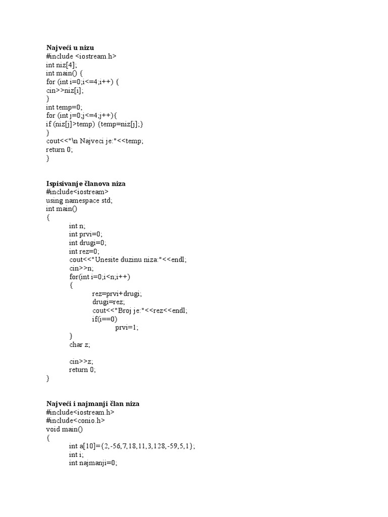4. NIZOVI C++ zadaci