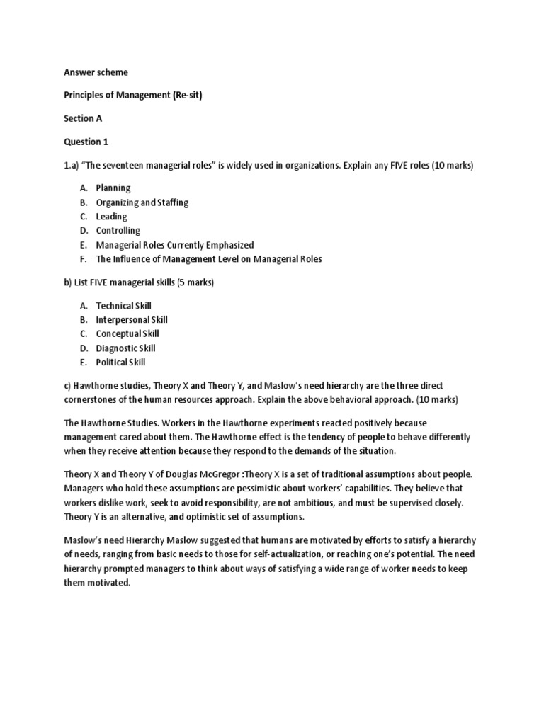 Answer Scheme POM | PDF | Layoff | Leadership