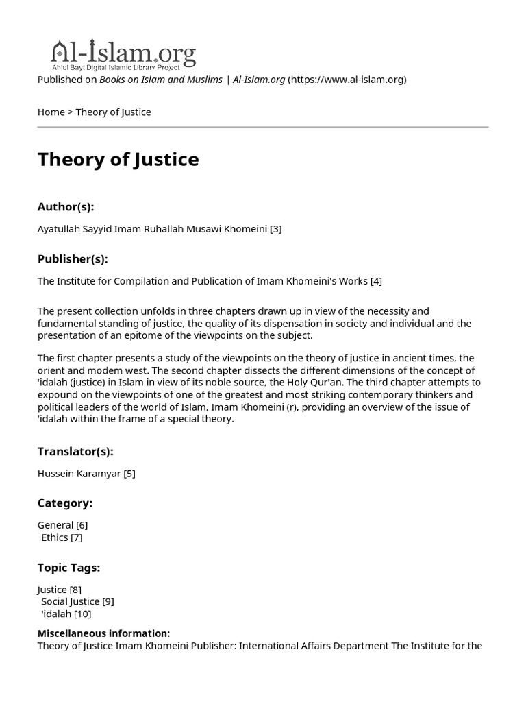 Theory of Justice | PDF | Natural Law | Hadith