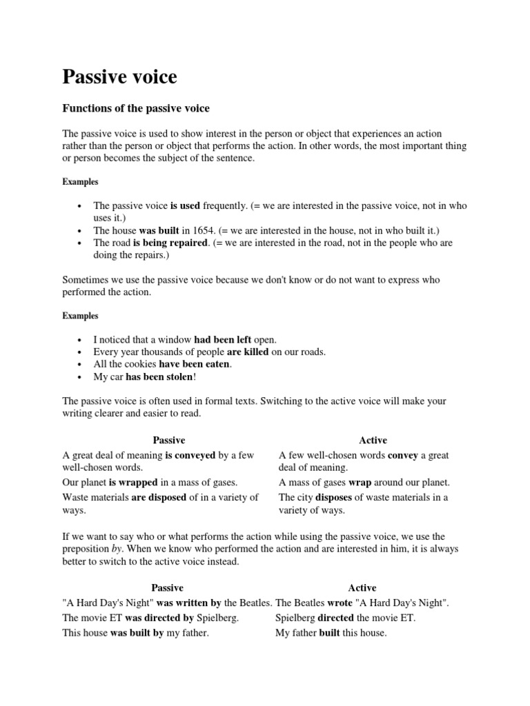 Passive Voice | PDF | Perfect (Grammar) | Grammatical Conjugation