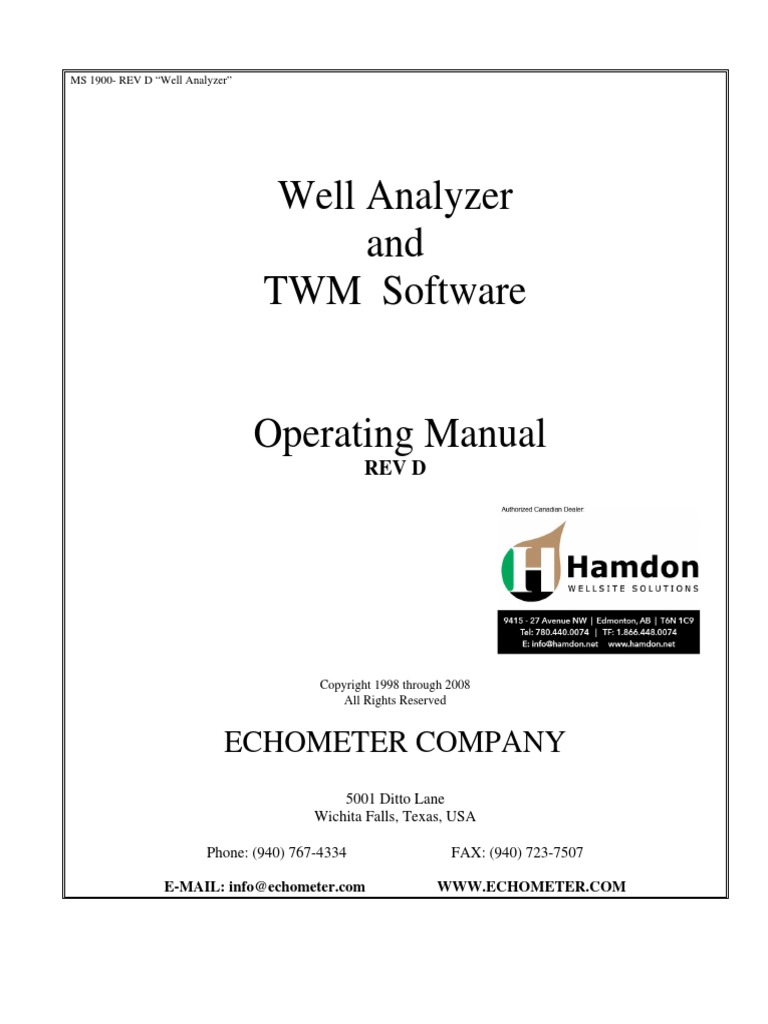 Well Analyzer and TWM Operating Manual | PDF | Oil Well | Pressure