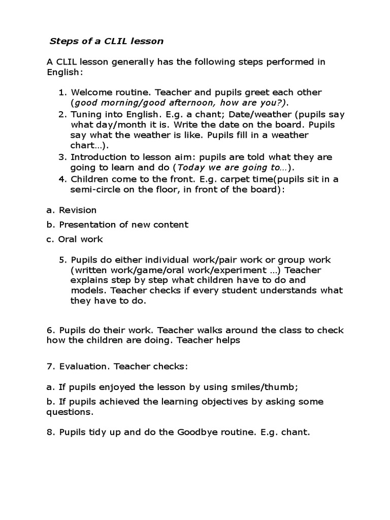 Steps of A CLIL Lesson | PDF