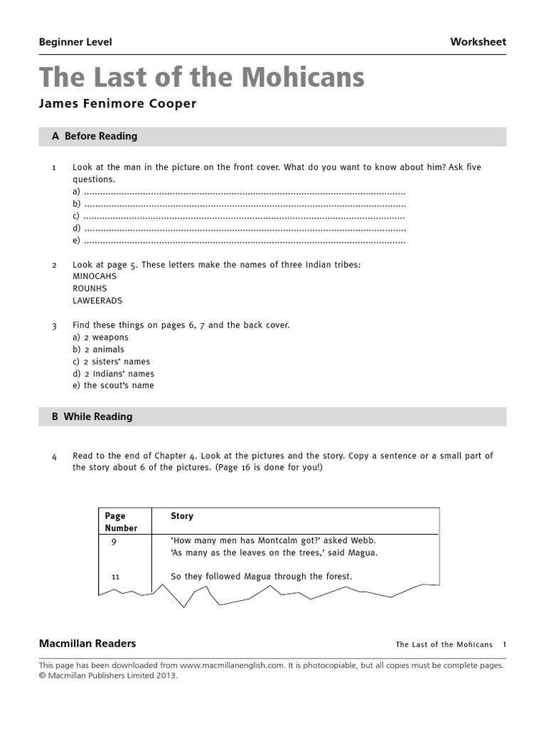 Last of The MohicansWorksheet | PDF | The Last Of The Mohicans