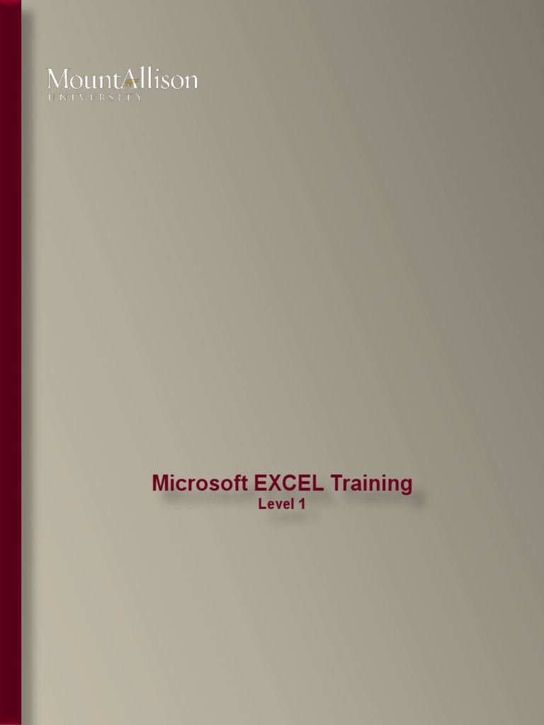 Excel Training - Level 1 | PDF | Microsoft Excel | Tab (Gui)