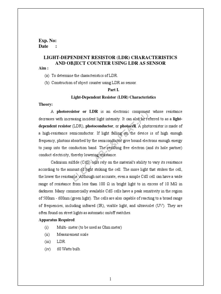 LDR PDF | PDF | Amplifier | Bipolar Junction Transistor
