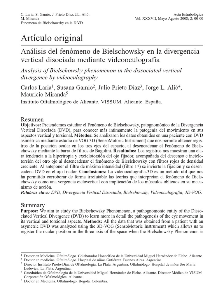 Análisis Del Fenómeno de Bielschowsky en La Divergencia | PDF ...