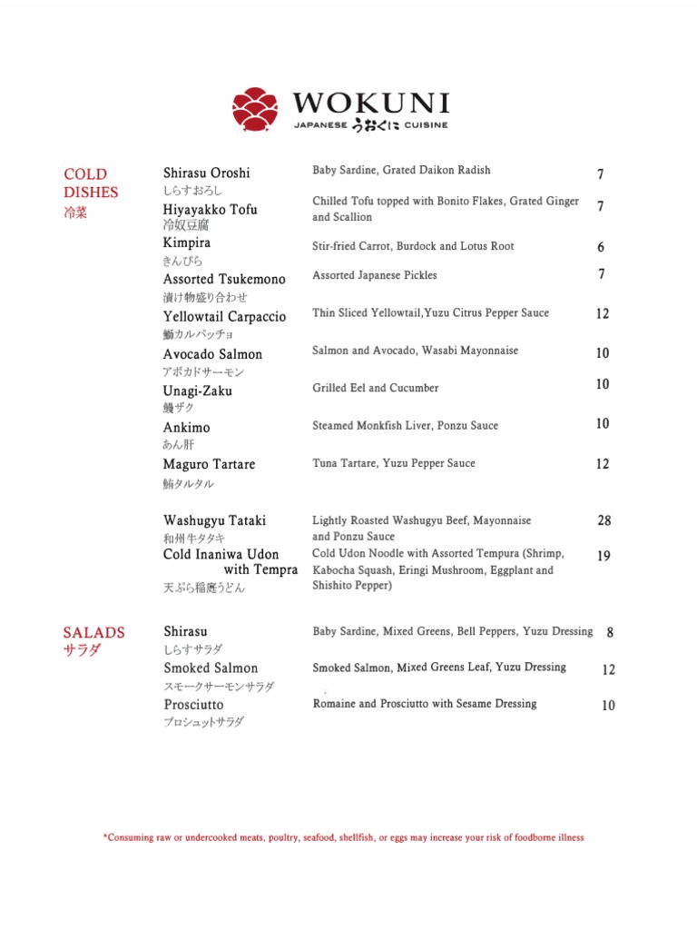 WOKUNI Dinner Menu | PDF