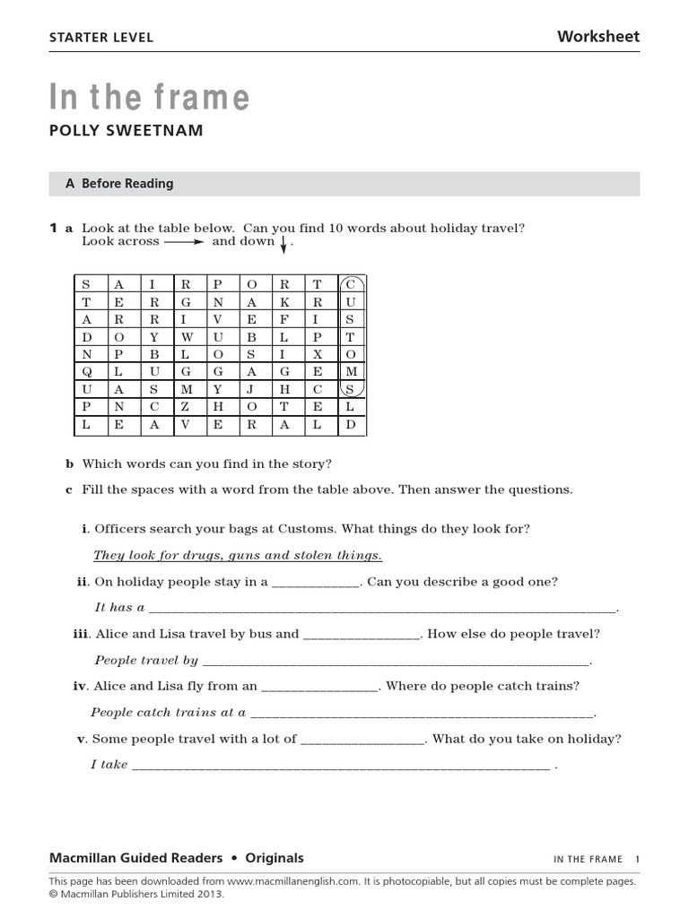 In The Frame Worksheet Worksheet PDF | PDF